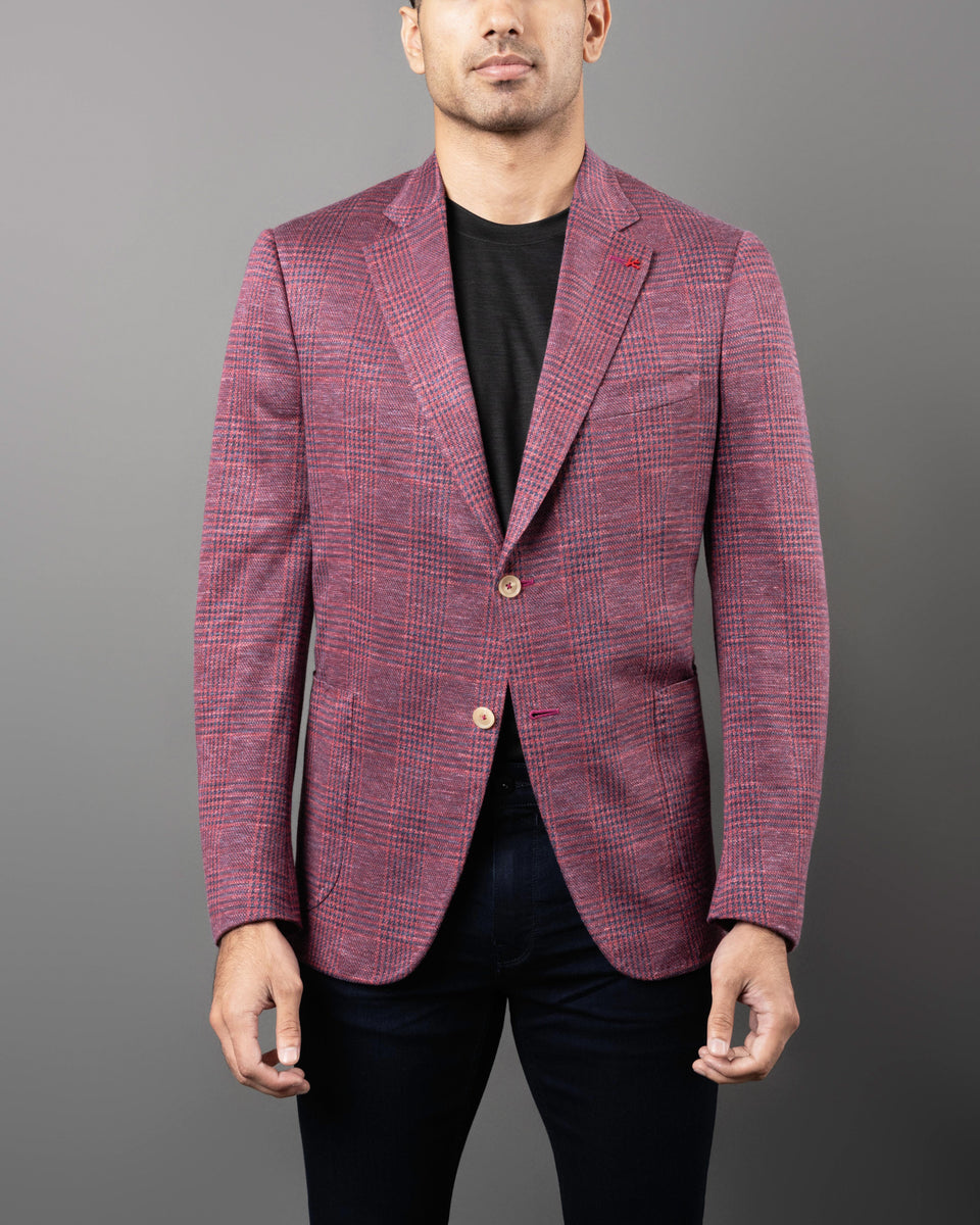 Windowpane/Houndstooth Pattern Jacket – Henry Singer